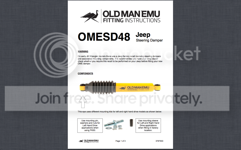 OME Steering Stabilizer Install Instructions | Jeep Enthusiast Forums
